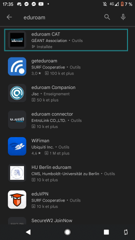 Android version 10 ou moins : eduroam CAT [Se connecter au réseau sécurisé eduroam]
